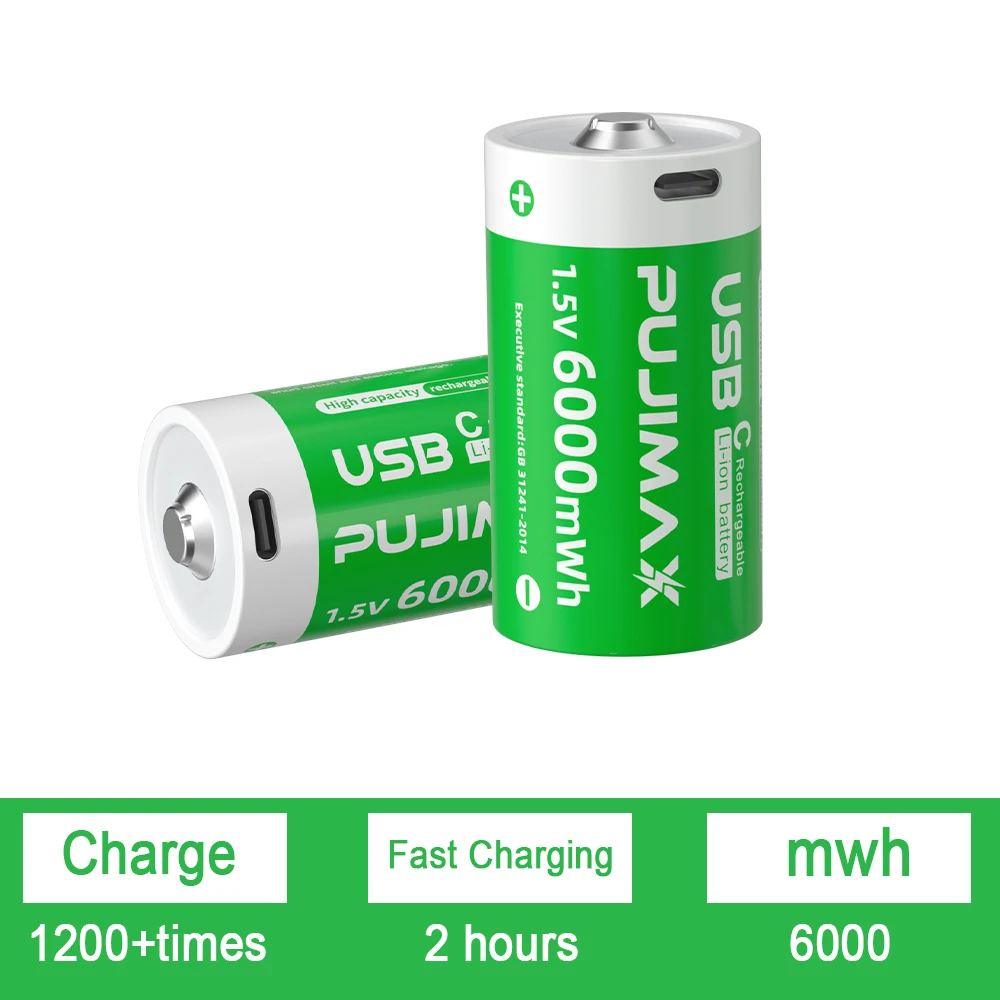 PUJIMAX Custom C Size Battery 6000mWh Type C Charging Battery Li Ion 1 ...
