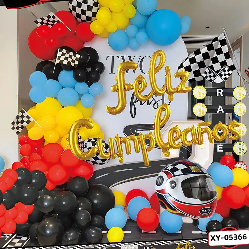 Racing Feliz Cumpleanos Balloon Garland Kit for Girls Birthday Party ...
