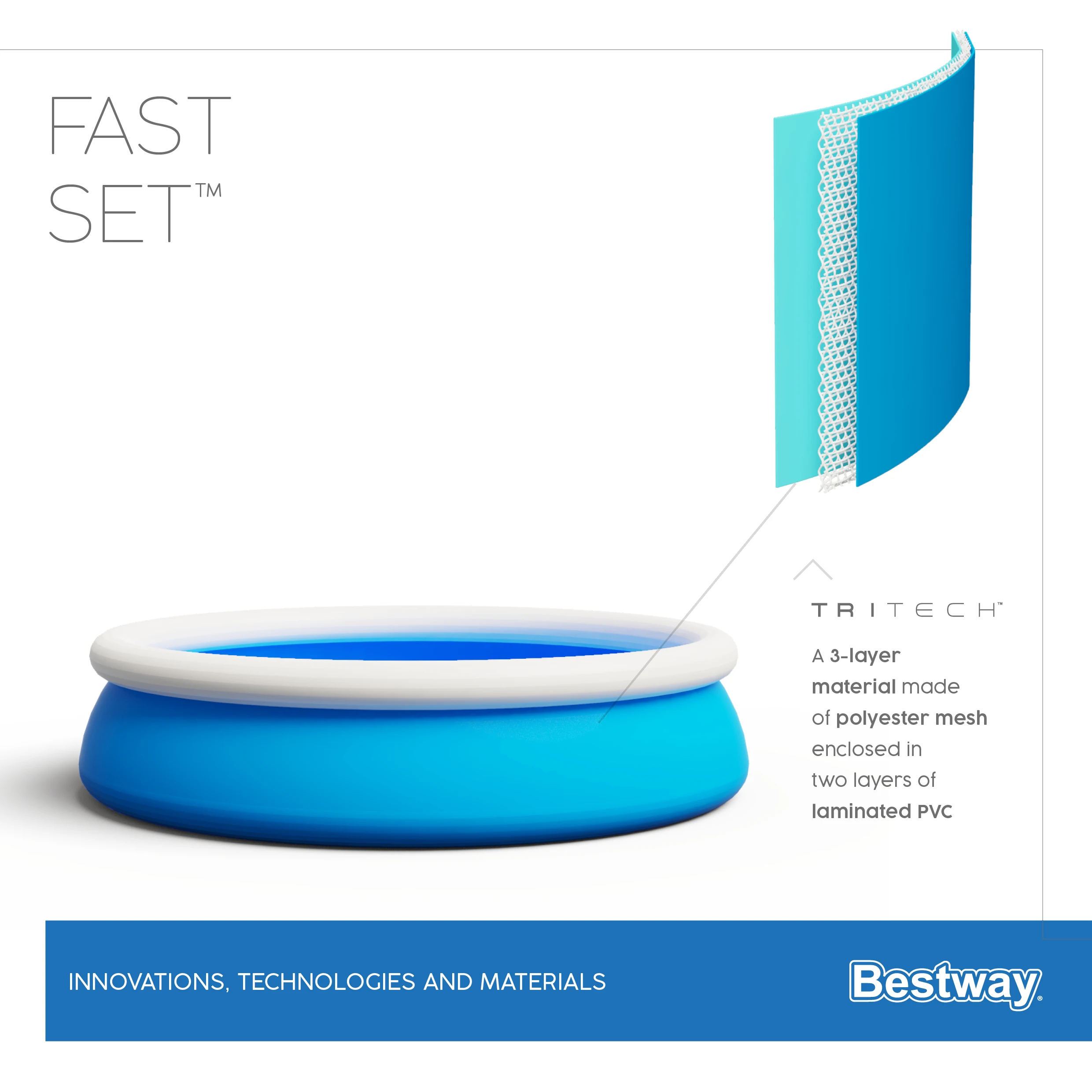 Bestway 57392 Fast Set Tritech Material Above Ground Pools