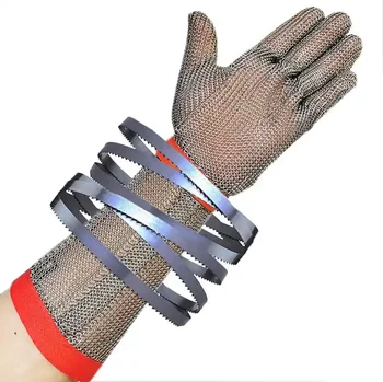 Safety Proof Wire Mesh Anti-cutting 5 Fingers Stainless Steel Chainmail ...