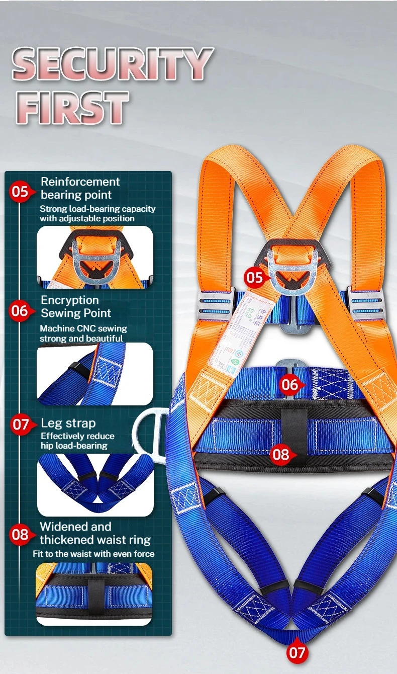 Hot Sale Full Body Safety Harness Polyester Climbing Belt Industrial ...