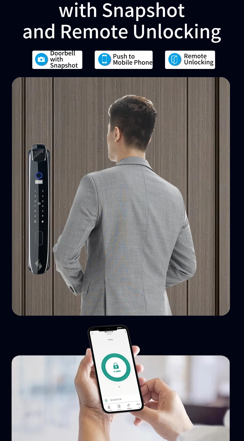 XSDTS CS7 Tuya Digital Smart Door Lock - 3D Face Recognition