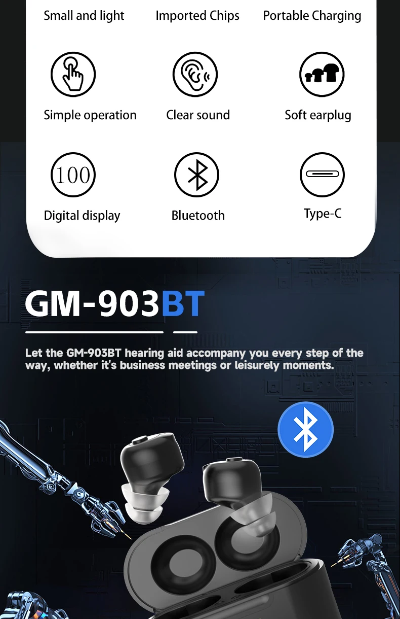 Hearing Aid Rechargeable Amplifier Blue-tooth Hearing Aids Ear Aid ...