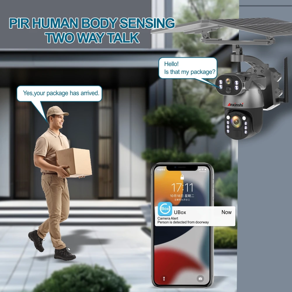 Wireless Solar PTZ Camera - 50x Zoom Double Panel Outdoor