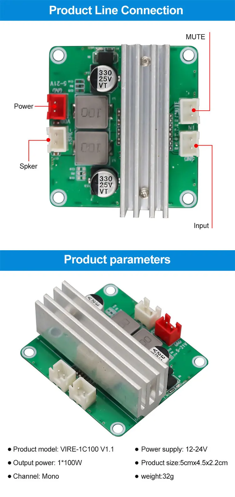 VIRE Digital Power Audio Amplifier Boards - 100W TPA3116