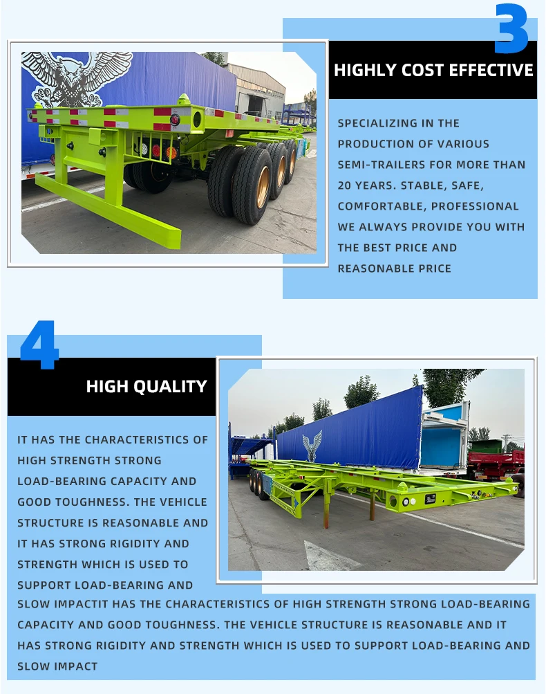 40ft Skeleton Chassis Semi Trailer Container 3 Axles Skeleton Container Flatbed Truck - Buy ...