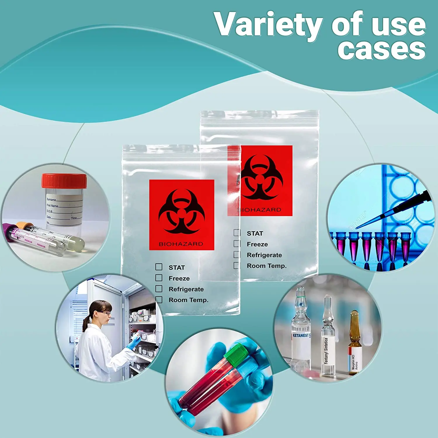 Plastic Biohazard Specimen Bags - Reclosable & Recyclable