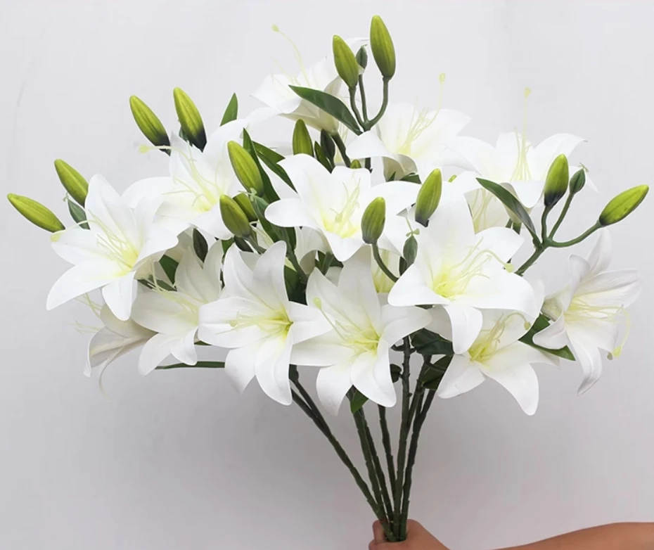 Artificial Lily Flower Arrangement For Home And Wedding Decor Realistic ...