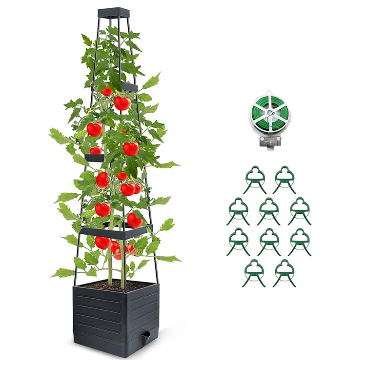 Garden Plant Support Tower Outdoor Tomato Cage Planter Boxes Self ...