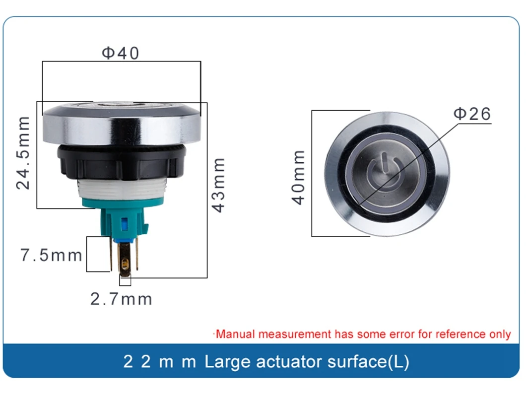 22mm Stainless Steel Push Button Switch Small Switch Waterproof Self ...