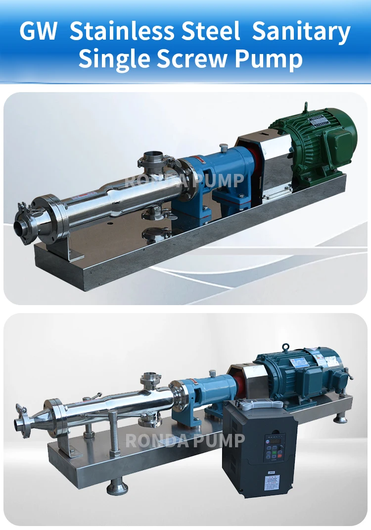 GW Sanitary Stainless Steel Progressive Cavity Screw Pump High Viscosity Food Grade Hygienic ...