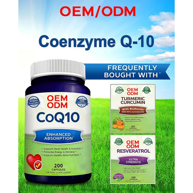 200 Capsules Vegan Coenzyme Q10 Powder Ubiquinone Supplement Pills ...