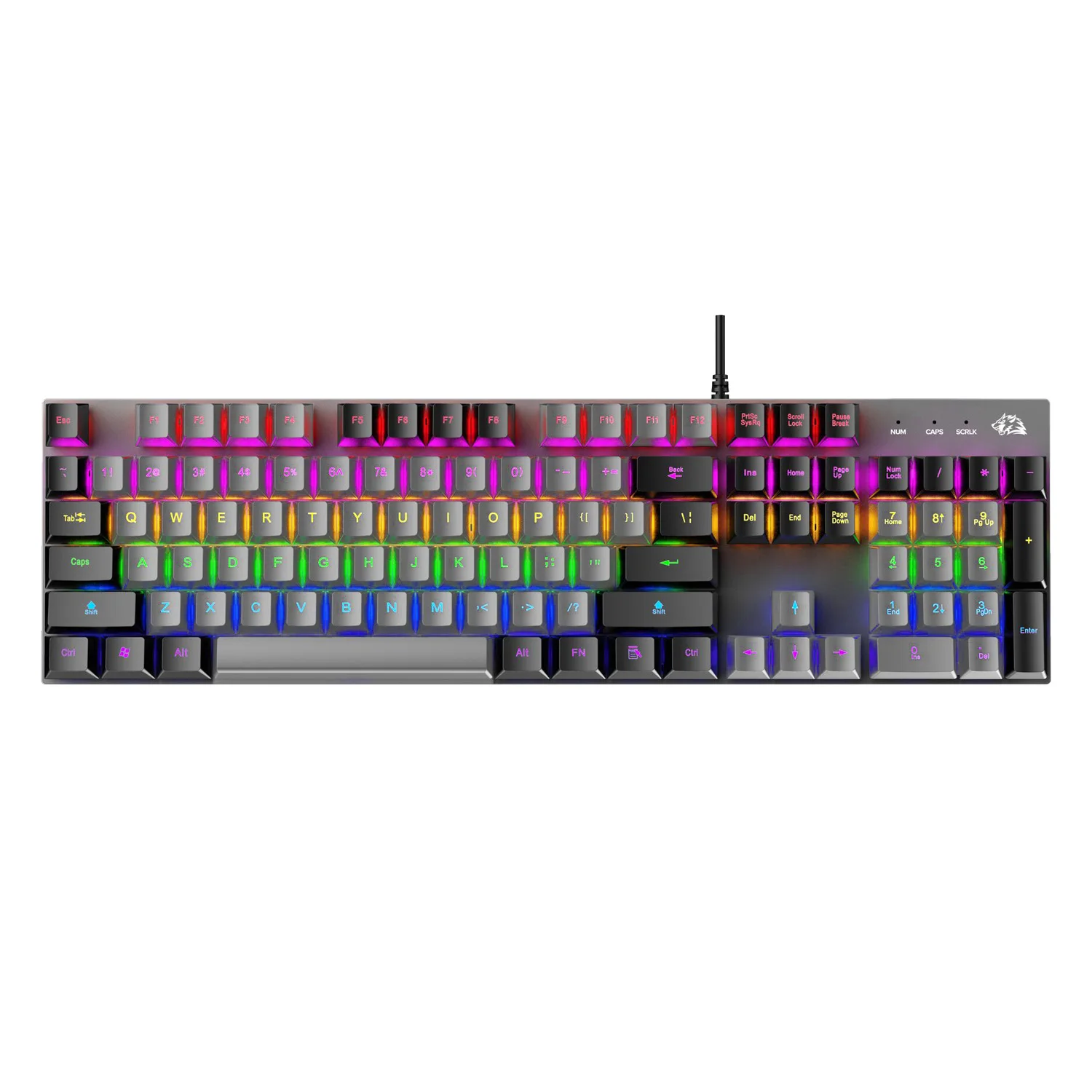 Free Wolf K1 Wired Backlight Mechanical Keyboard - 104 Keys