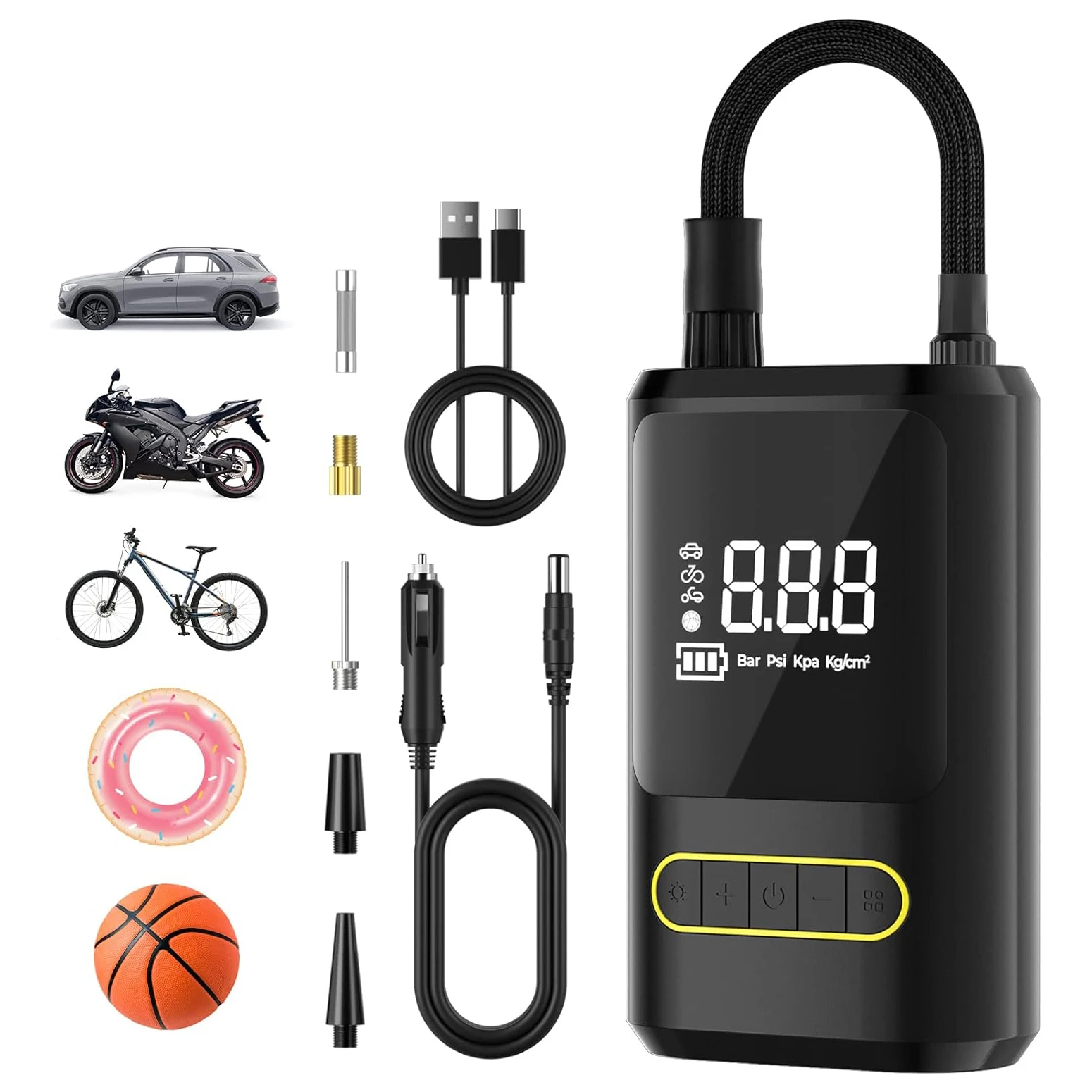Portable Wireless Air Pump Car 12v Tire Inflator Mini Electric Hand ...