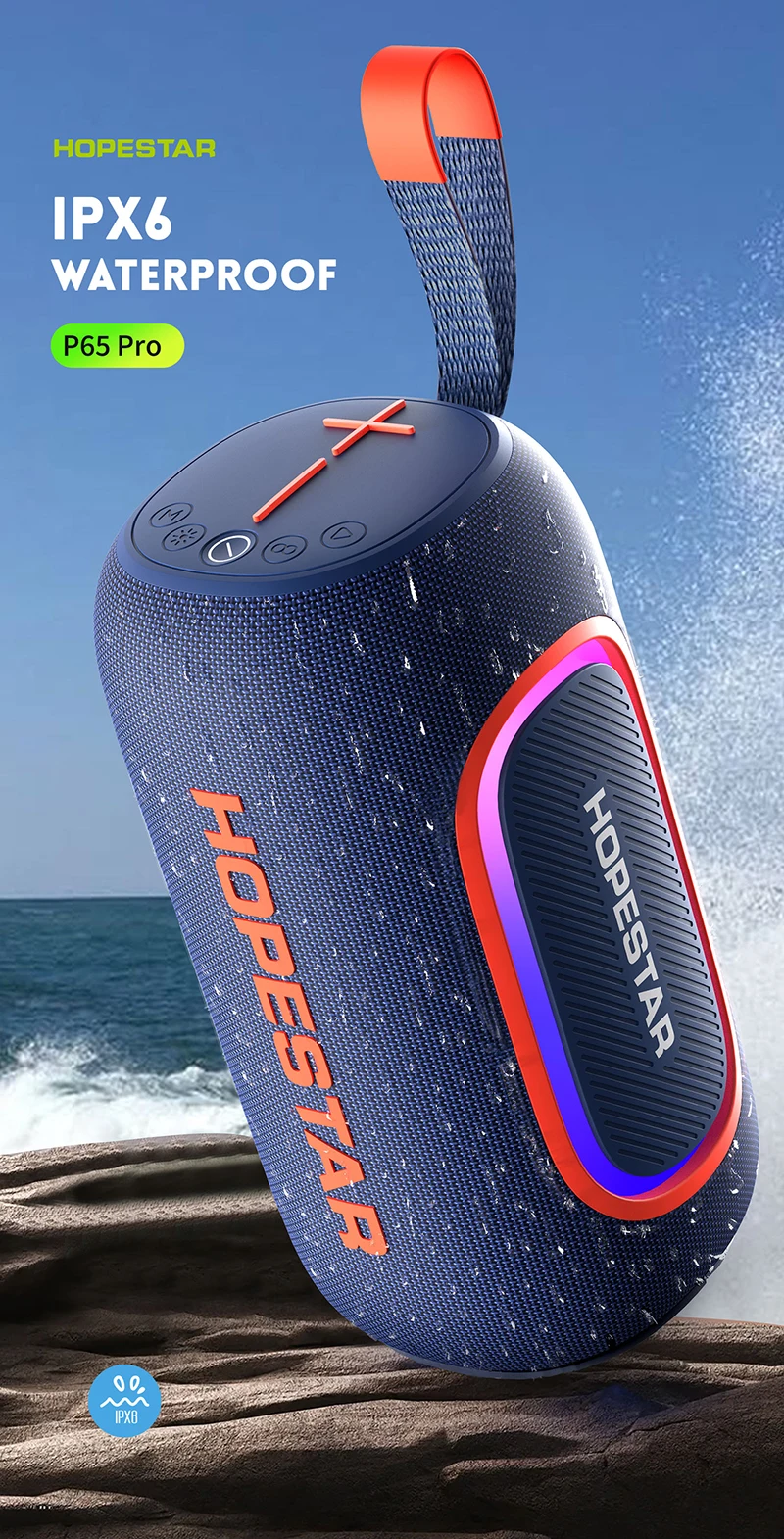 HOPESTARS P65 Pro 50W Outdoor Bluetooth Speaker - Portable & Waterproof