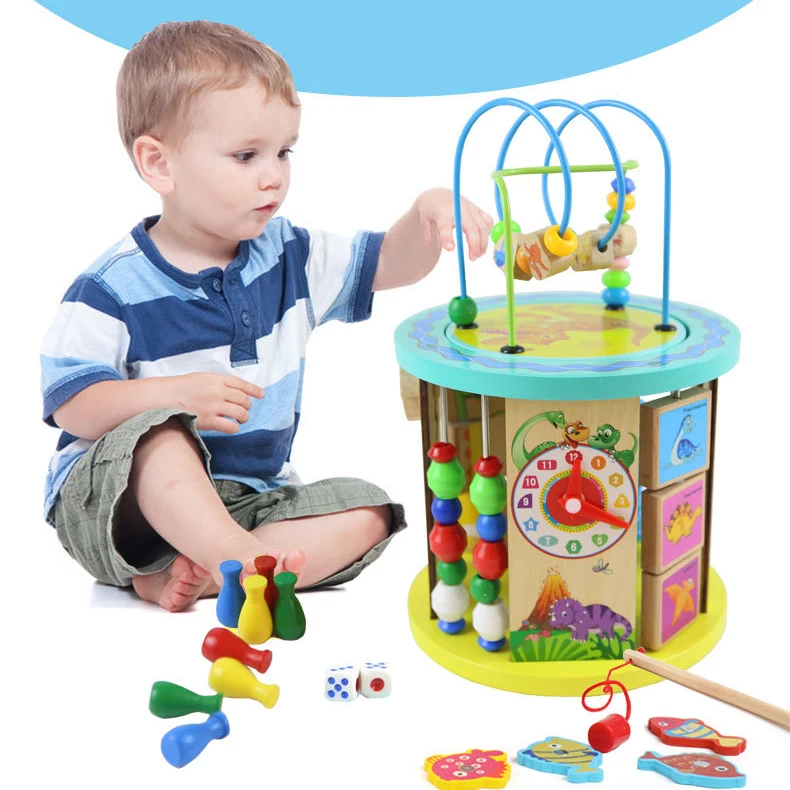 Multi-play Wooden 8 Sides Treasure Box Geometry Shapes Rotating Gear ...