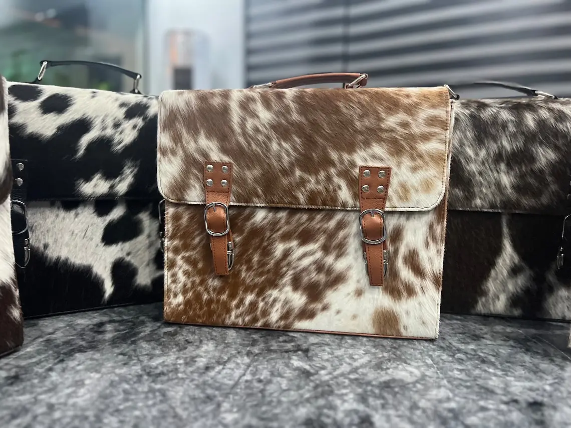 Cowhide Leather Laptop Briefcase Hand Bag Travel Documents Bags Baby ...