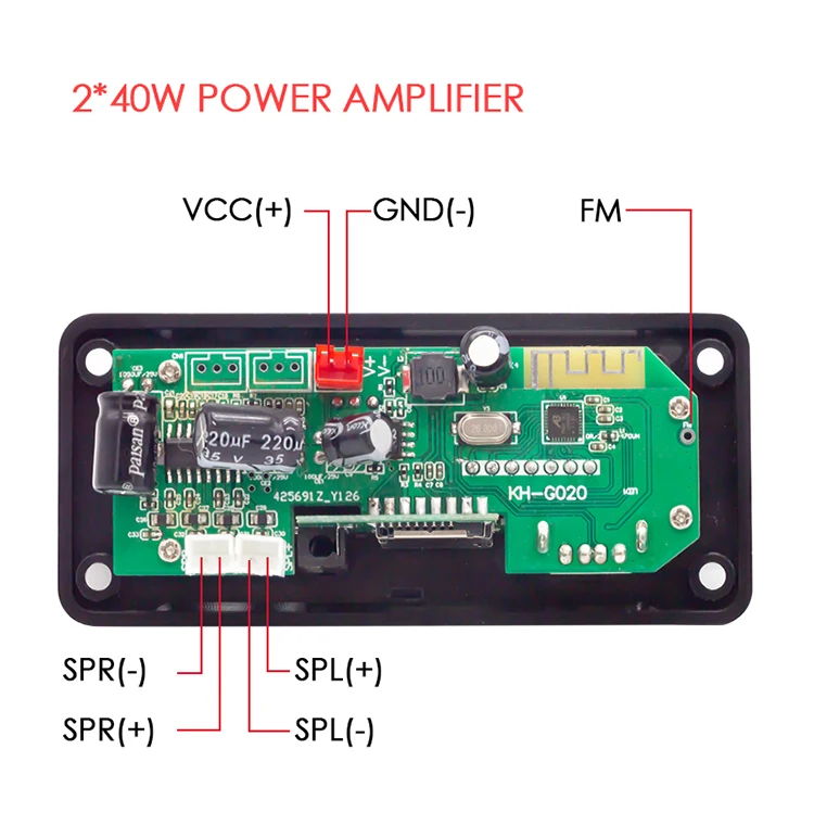 80w Amplifier Bass Decoder Board 2*40w Amplifier Stereo Mp3 Decoding ...