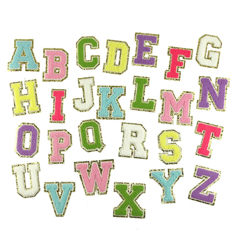 Custom Alphabet Embroidered Chenille Patches - Glitter Letter Patches