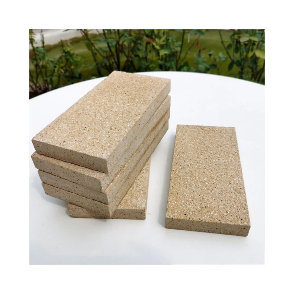 Ecological Quartz Brick Flooring PC Tiles In Sesame White Gray & Gold ...