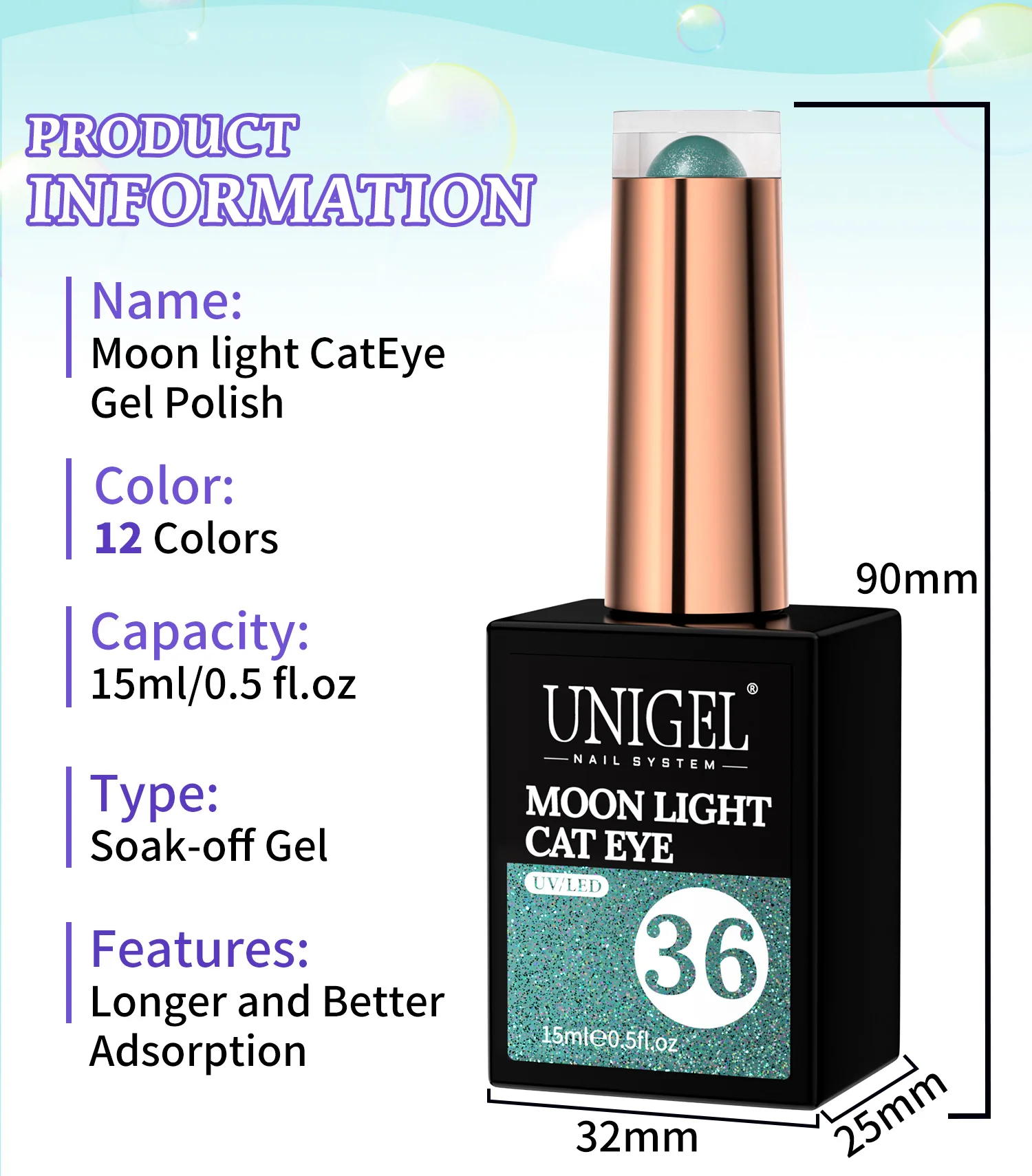 Unigel Free Sample Reflective Sparkle Shimmer Magnetic Moonlight Cat ...