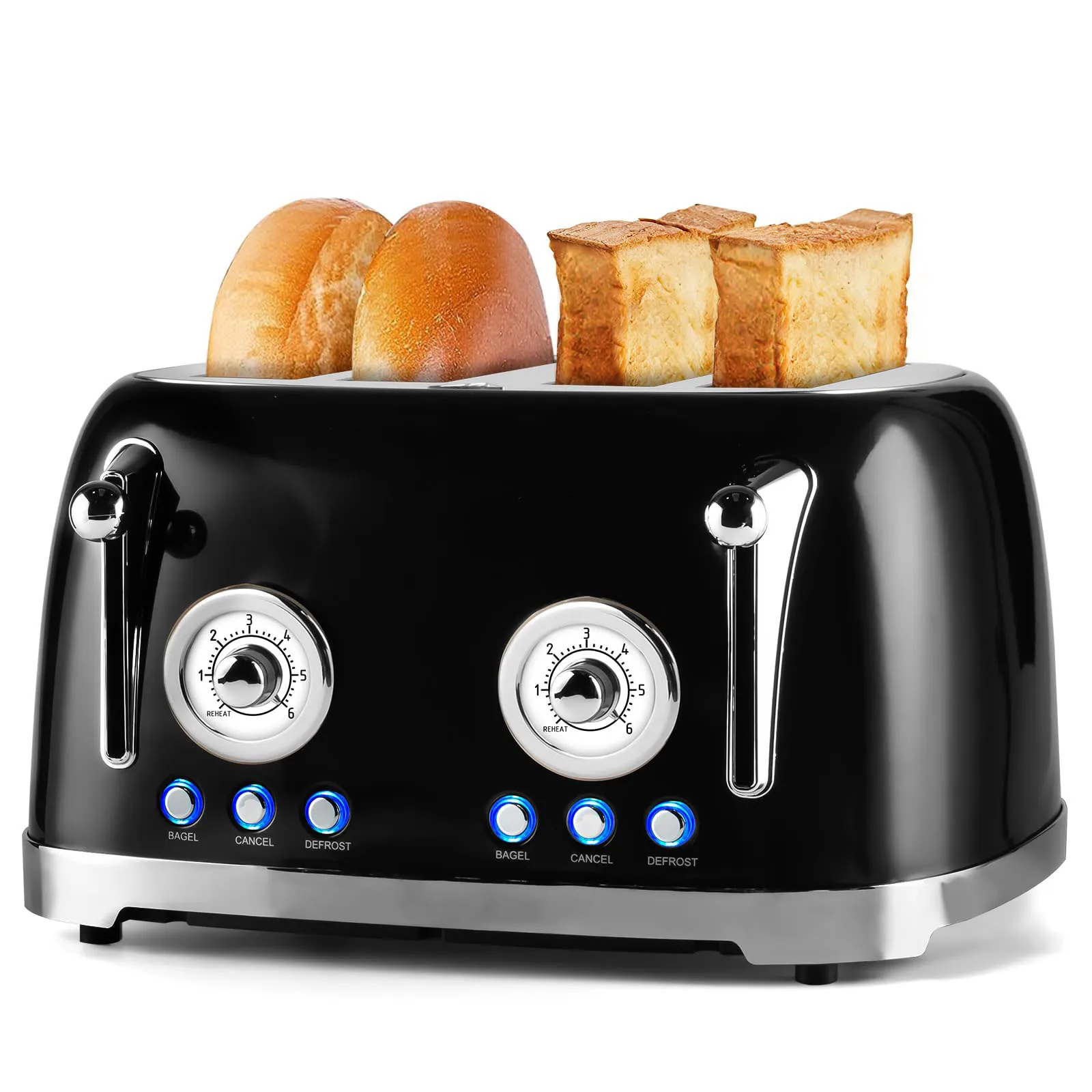 Toaster 4 Slice,Retro Toaster With Wide Slots For Bagels,Stainless ...