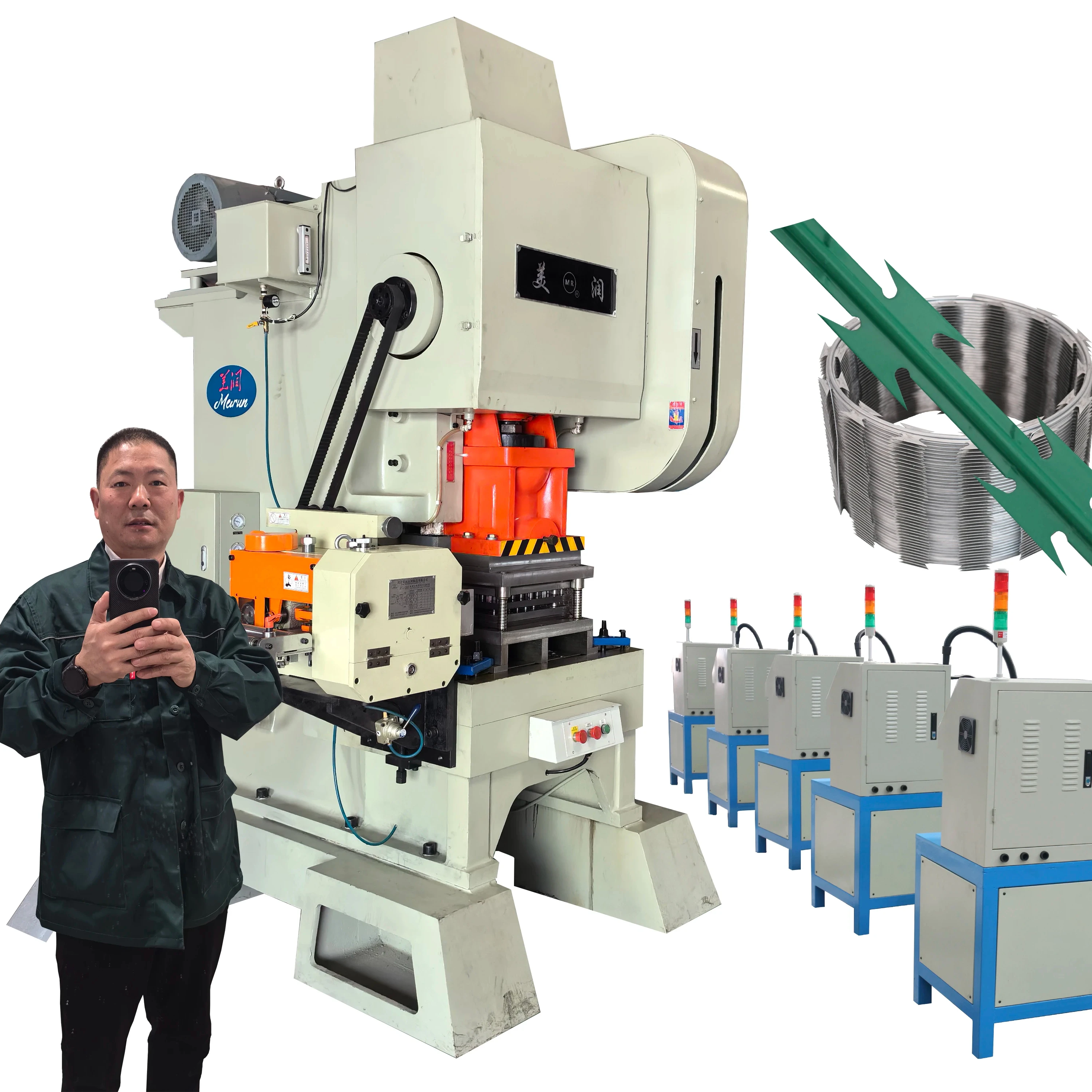 Wire Mesh Fence Machine Razor Blade Wire Netting Tape Making Machine ...