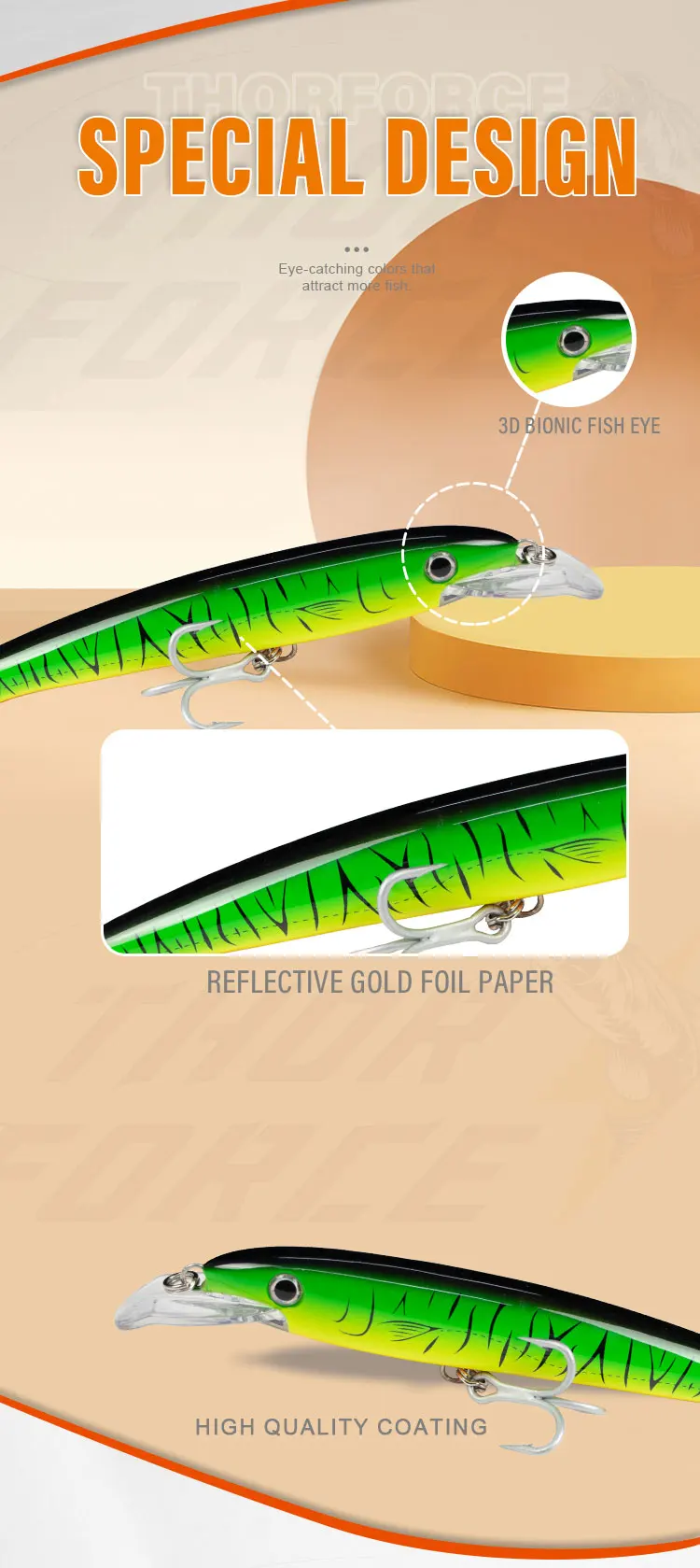 Thorforce 160mm 33g Sea Water Wobbler Schwebend Floating Plastic Curved ...