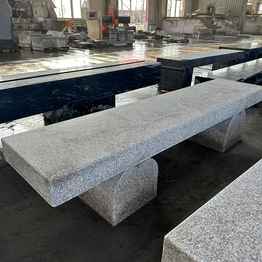 Customized Project Garden Grey Granite Stone Garden Bench For Outdoor ...