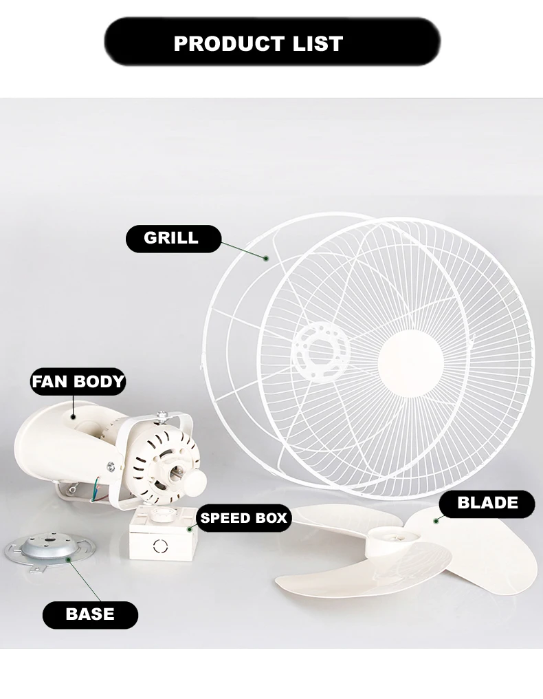 18 Inch Foldable Metal Orbit Ceiling Fan - Modern White Design with 3 ...