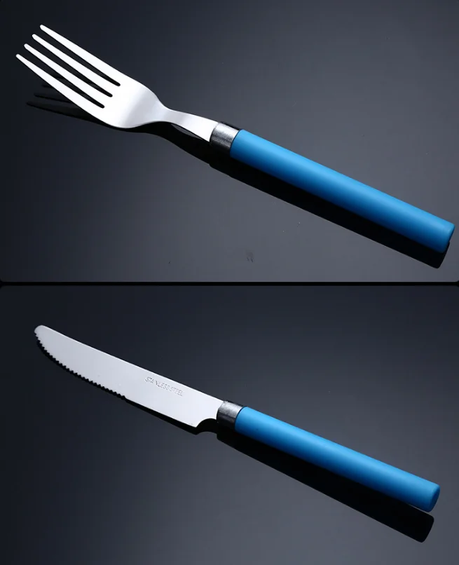 Western Food Sanding Plastic Round Handle Knife,Fork And Spoon - Buy ...