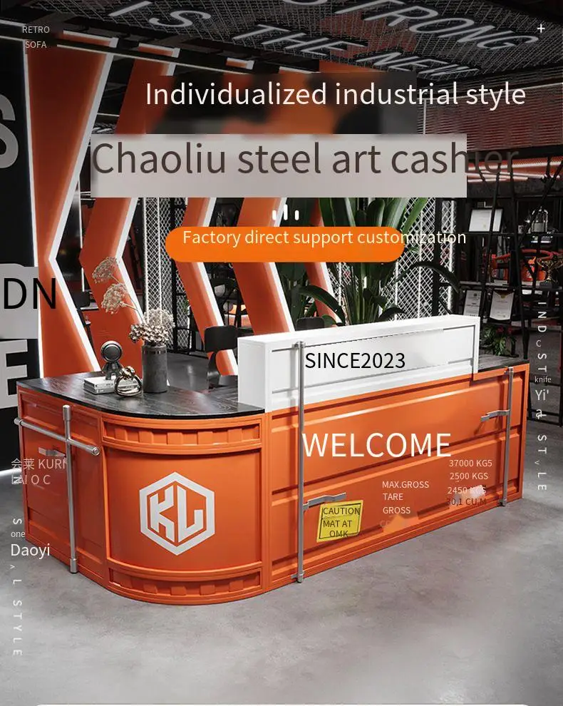 American Industrial Style Bar Counter Metal Style Creative Bar Table ...
