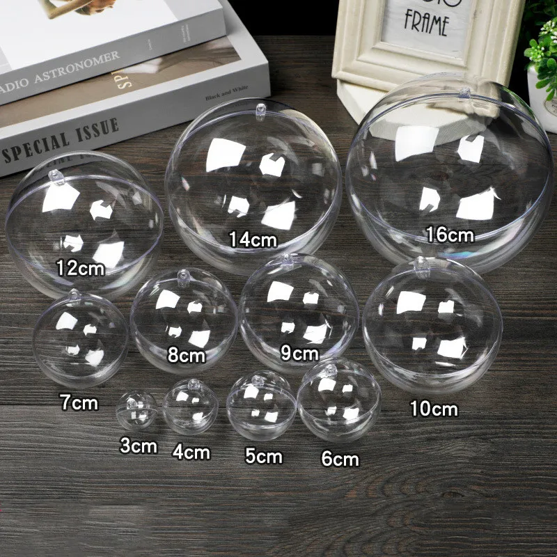 Openable Christmas Clear Plastic Ball Diy Clear Fillable Plastic Craft ...