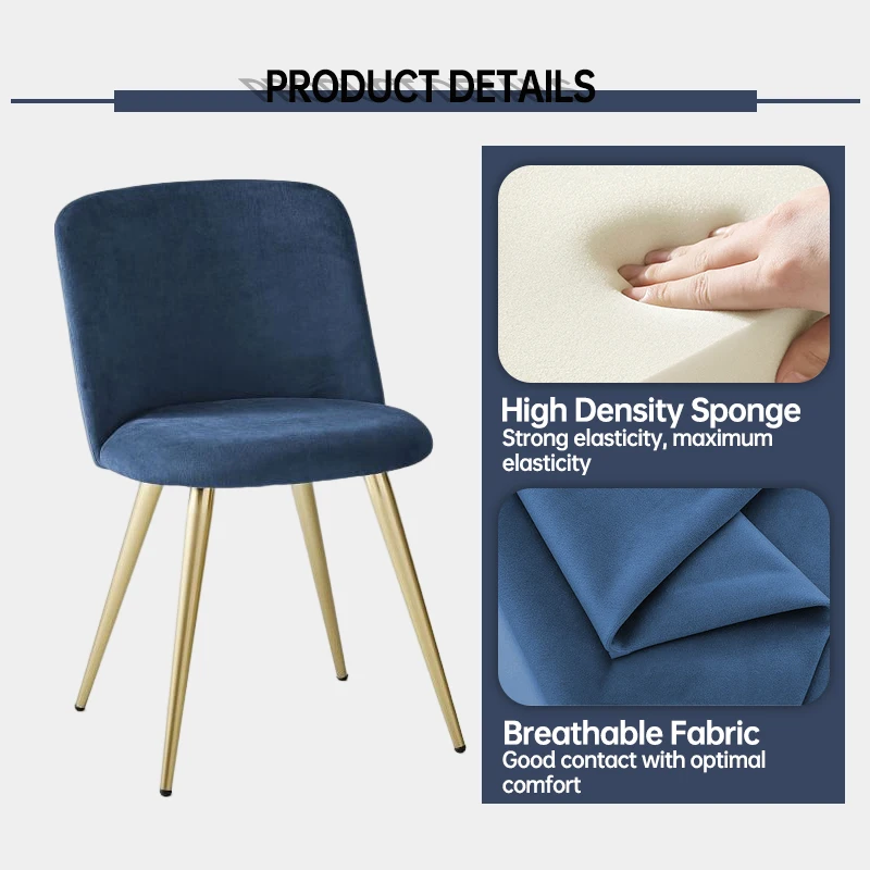 Modern Design Fabric Seat Gold Leg Dining Chair Office Chair