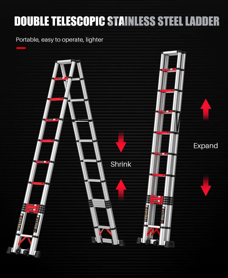 Foldable Telescopic Double Ladder A- Frame Ladder Multifunctional ...