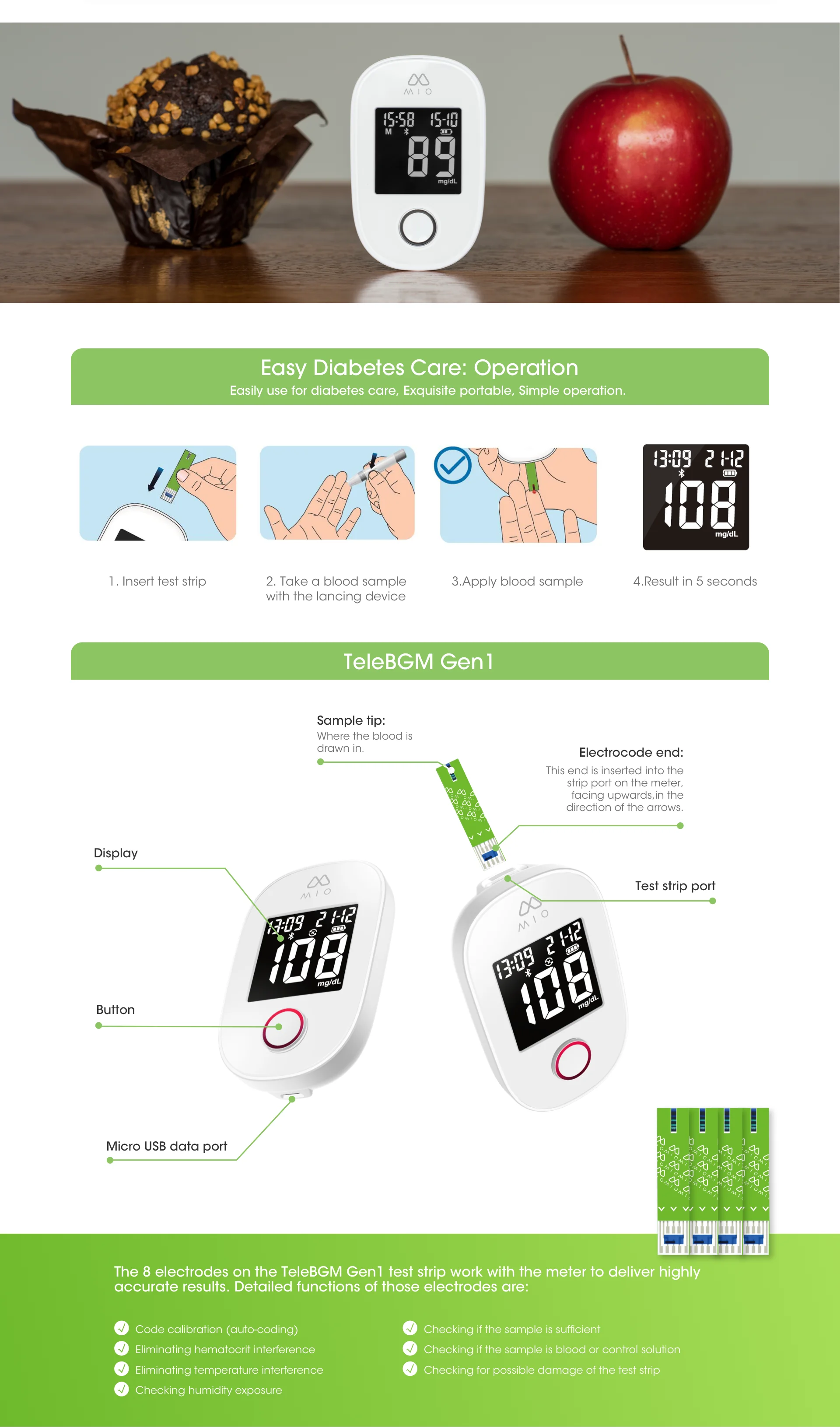 TRANSTEK Glucose Meter - Smart, Wireless Blood Sugar Monitor