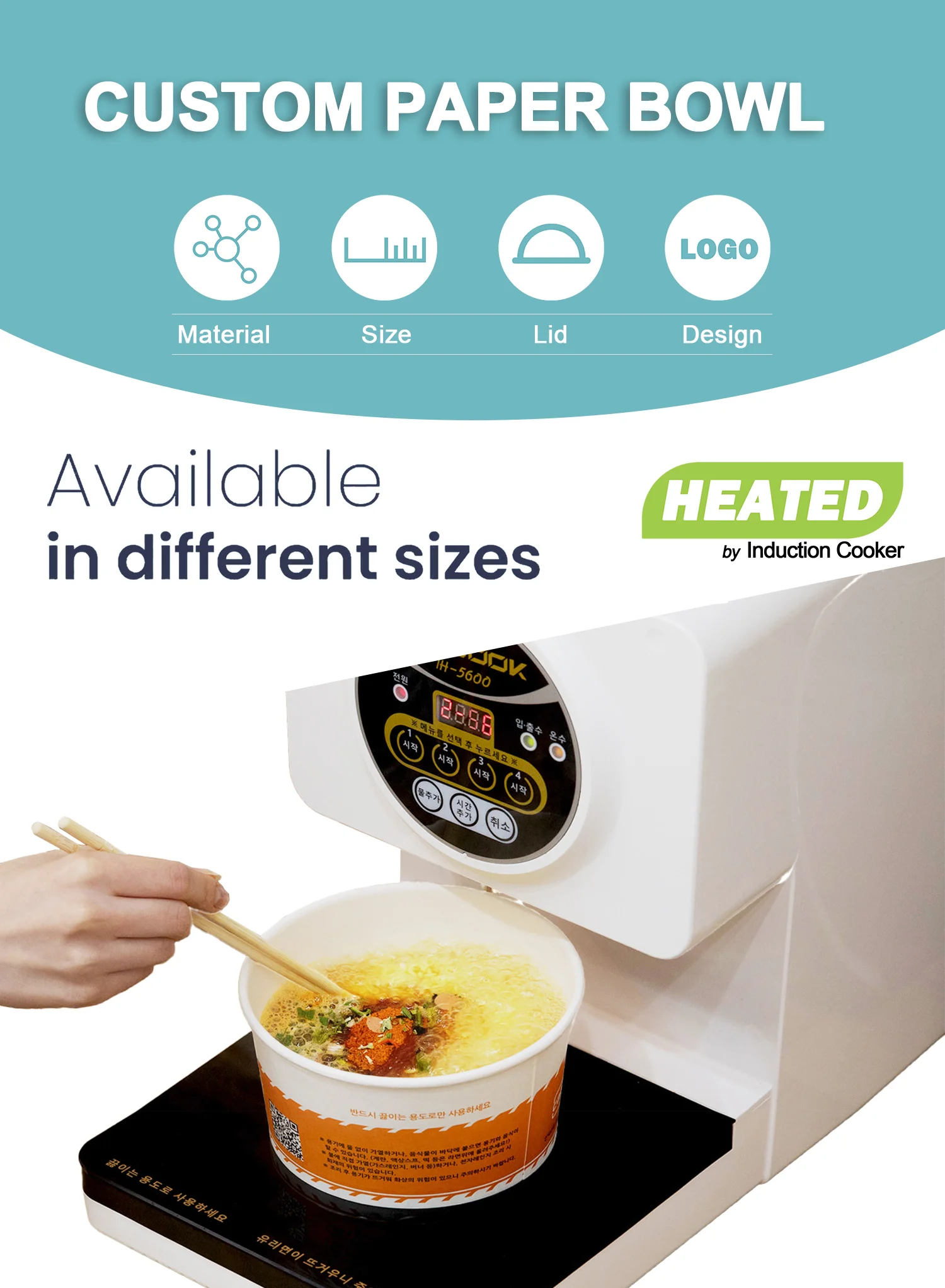 Ramen Hot Pot Heated Paper Bowl - Perfect for Induction Cookers