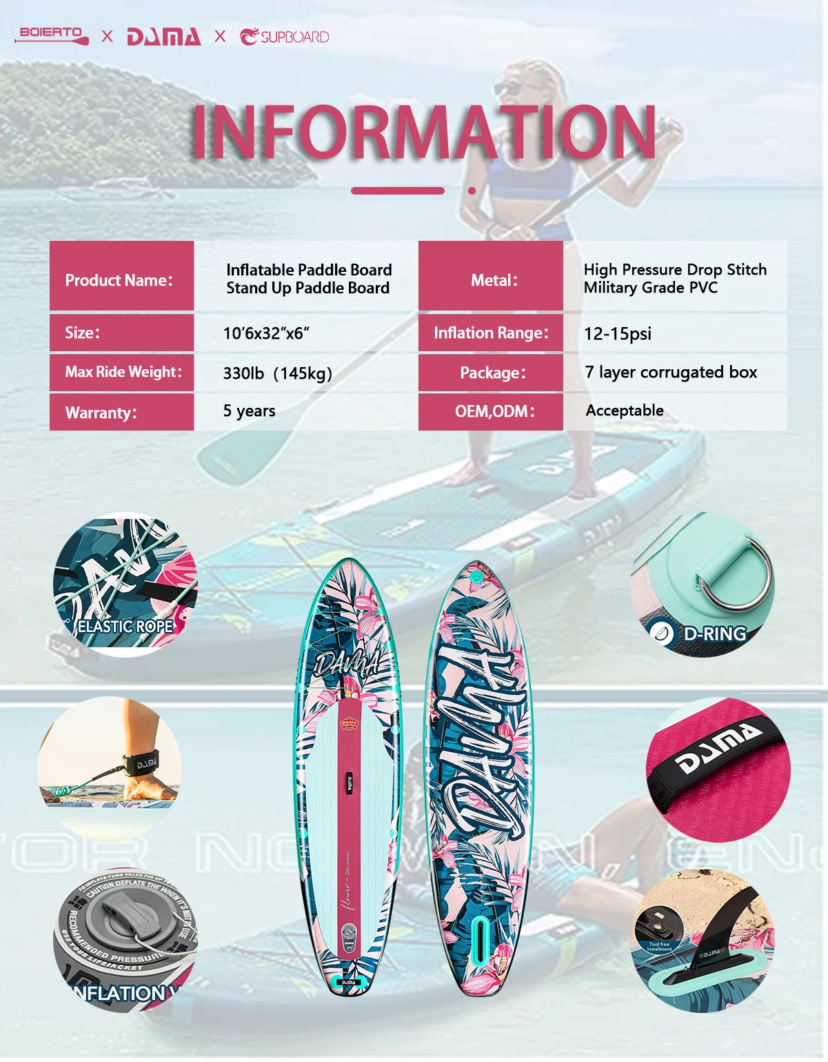 Dama Dropshipping Sup Board Folding Paddle Board Soft Top Surfboard ...