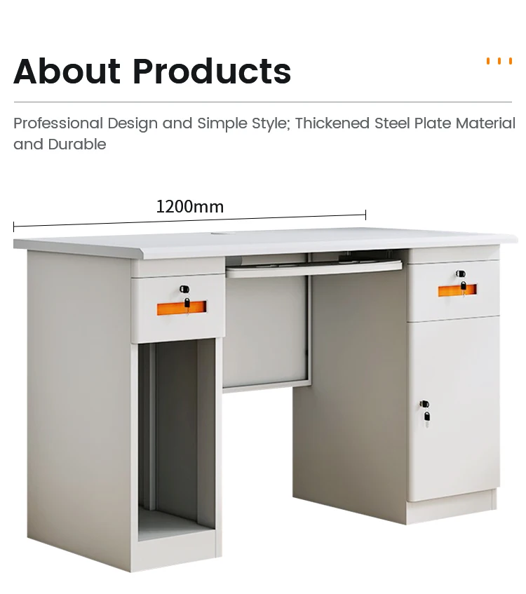 Metal Office Stable With 4 Drawer Cabinet Computer Desk Computer Table ...
