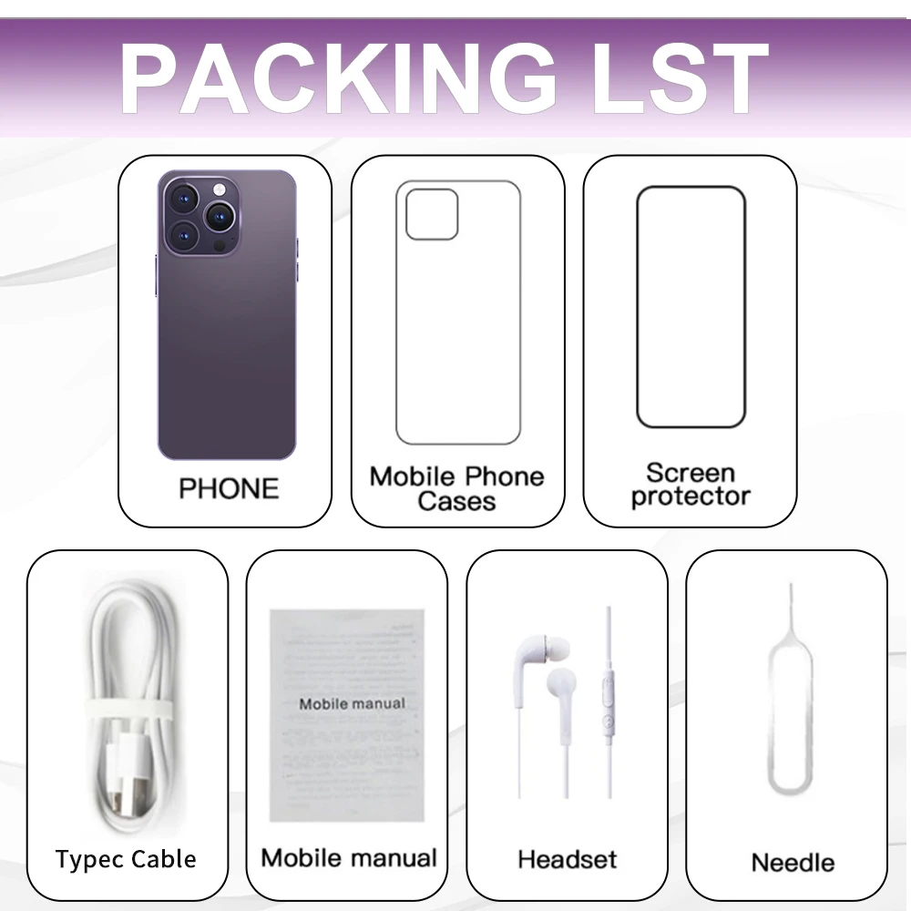 Original 12 Clone I14 Pro Max Celular 2023 New 16gb+1tb Low Price 7inch ...