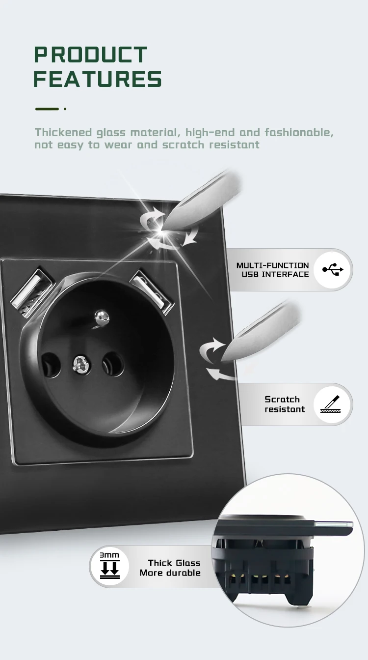 2.1a Type-a Type-c Usb Ports Fast Charging Dual Usb Socket With 220v ...