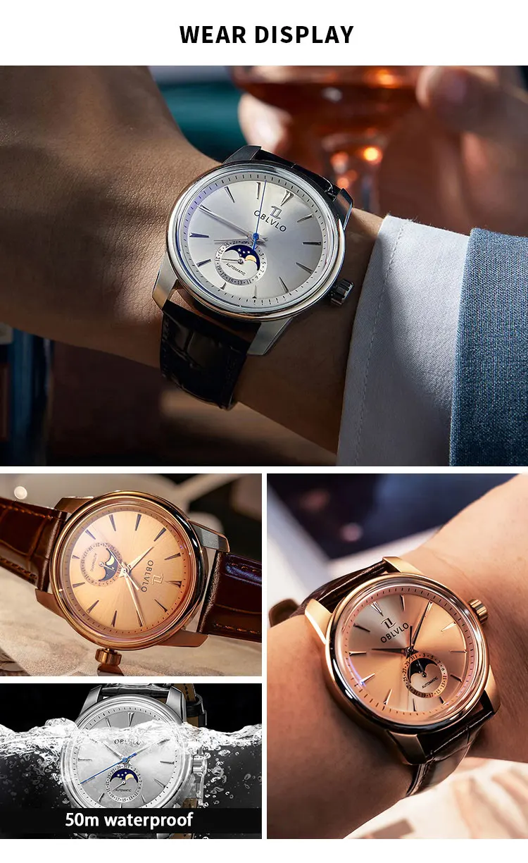 Luxury Stainless Steel Moonphase Automatic Mechanic Watch High-end ...