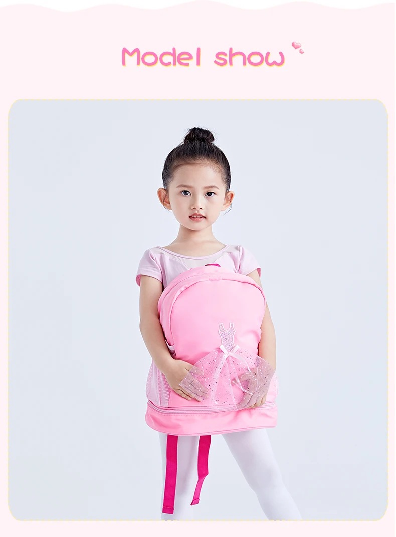 Girls Ballet Dancing Backpack - Pink Sequin Princess Embroidery