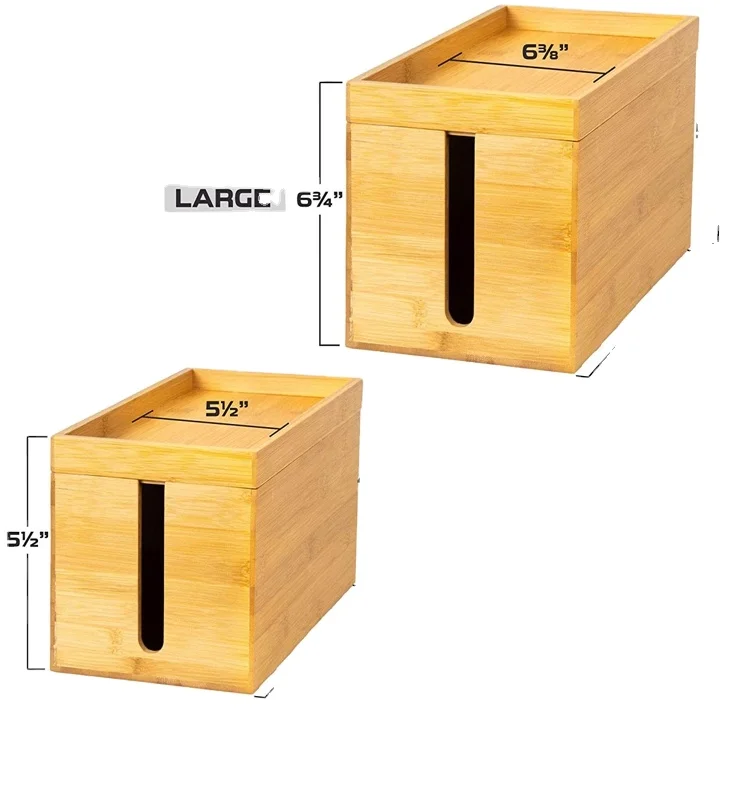 Bamboo Cable Management Box Set Bamboo Cord Cubby - Buy Cable ...