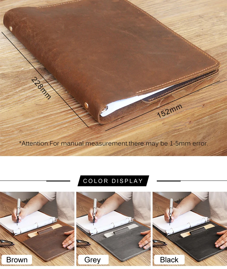 Custom Notebook Leather Soft Cover With Ring Bound Lined Pages Office ...