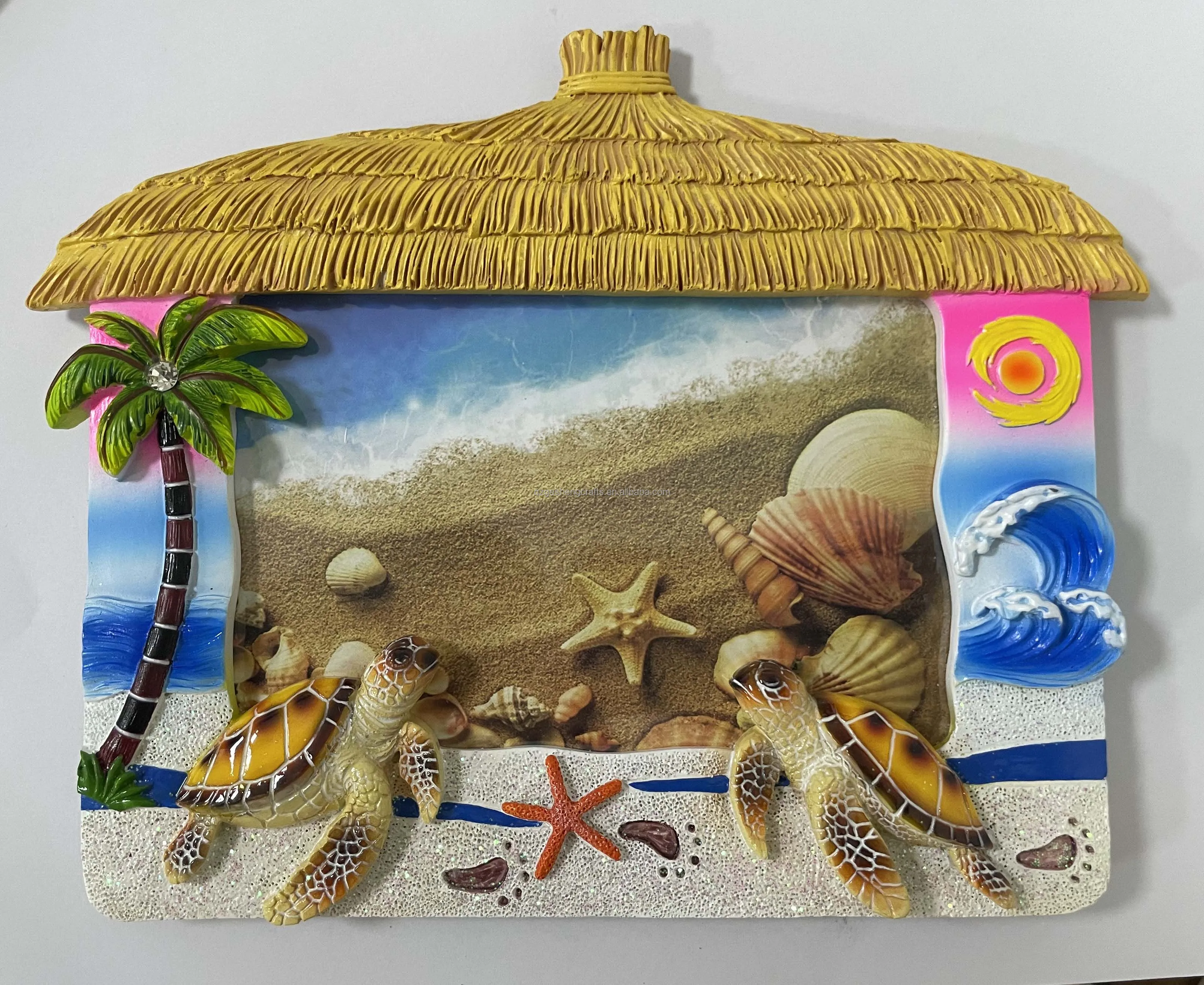 Customized Polyresin Photo Frame Beach With Turtle And Dolphin Design ...