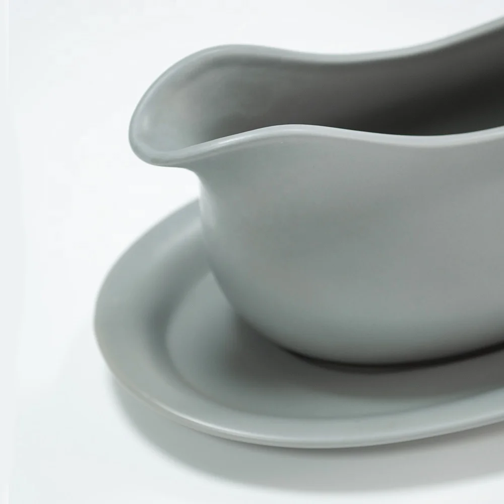 Dinnerlit Gravy Boat With Saucer Stand Ceramic Sauce Boat With Tray For ...