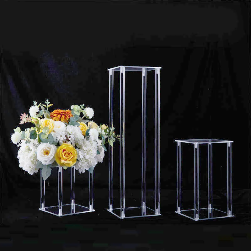 Wedding Table Clear Acrylic Tall Floor Flower Stand Wedding Aisle ...