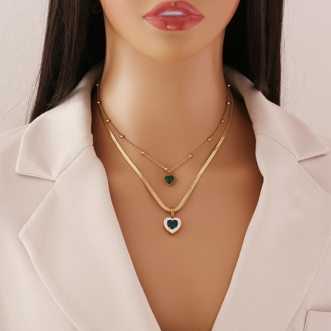 Stainless Steel Jewelry Set with 18K Gold Plating