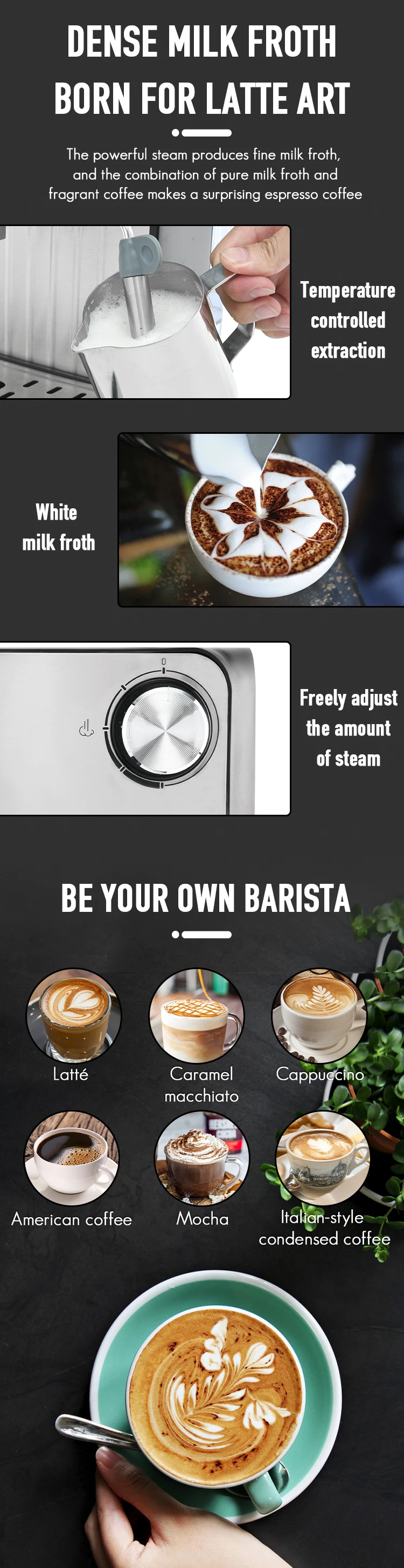 Ce Certificate Espresso Coffee Maker 850w 15 Bar 20 Bar Espresso Coffee ...